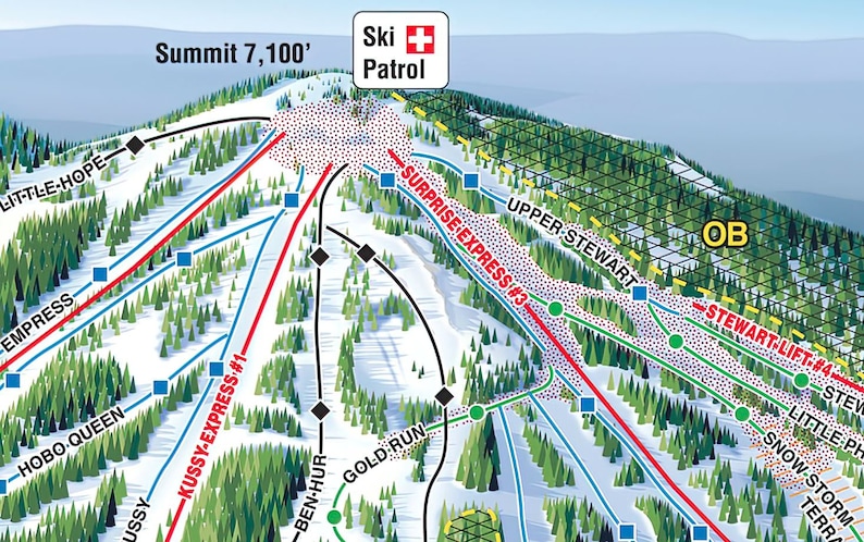 2021 TERRY PEAK Ski Trail Map Ski Home Decor, Ski Lodge Wall Decor, Ski ...