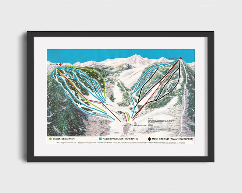 1984 GRANBY RANCH Ski Trail Map - Ski Home Decor, Ski Lodge Wall Decor ...