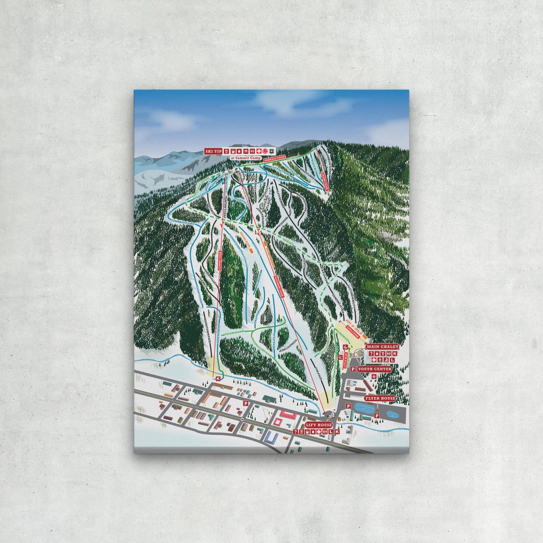 WRAPPED CANVAS - 2025 Red River Ski Trail Map - Ski Home Decor, Ski ...