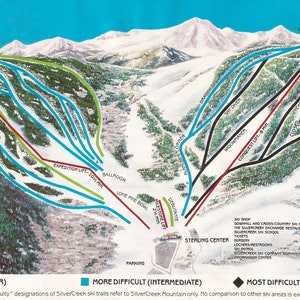 1984 GRANBY RANCH Ski Trail Map - Ski Home Decor, Ski Lodge Wall Decor ...