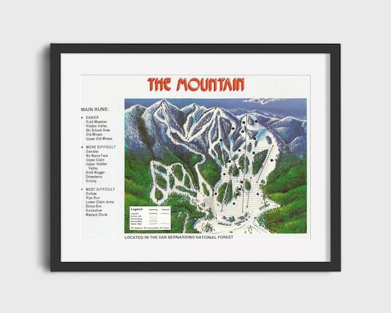 1981 BEAR MOUNTAIN big Bear Ski Trail Map Ski Home Decor - Etsy