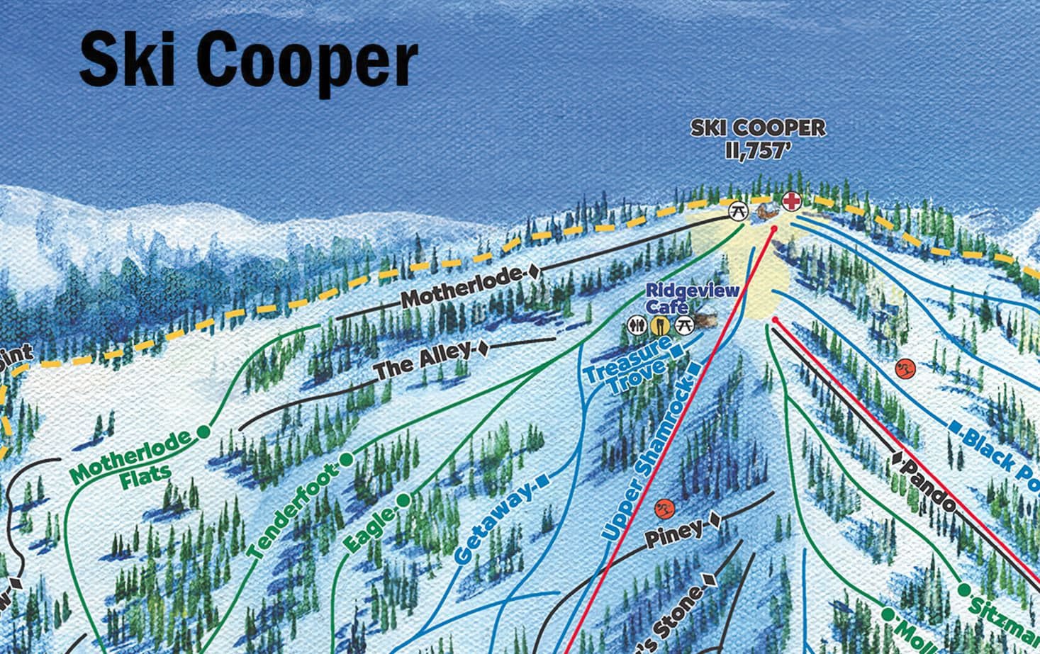 2021 COOPER / CHICAGO RIDGE Ski Trail Map - Ski Home Decor, Ski Lodge ...