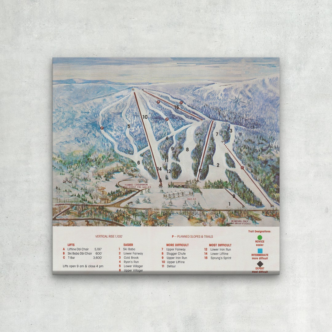 1983 Mount Snow Ski Map Canvas Print – Vintage Ski Lodge Wall Decor - Etsy