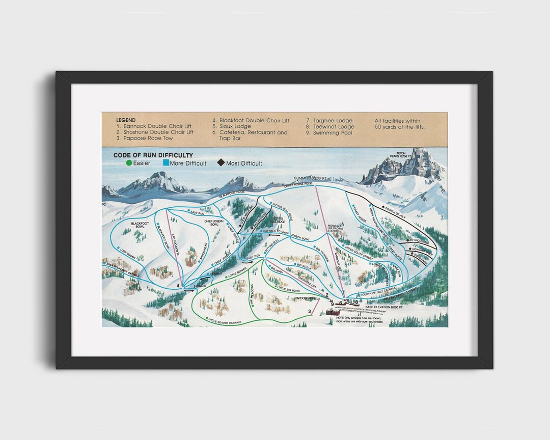 1977 Grand Targhee Ski Trail Map – Vintage Ski Lodge Art Print - Etsy
