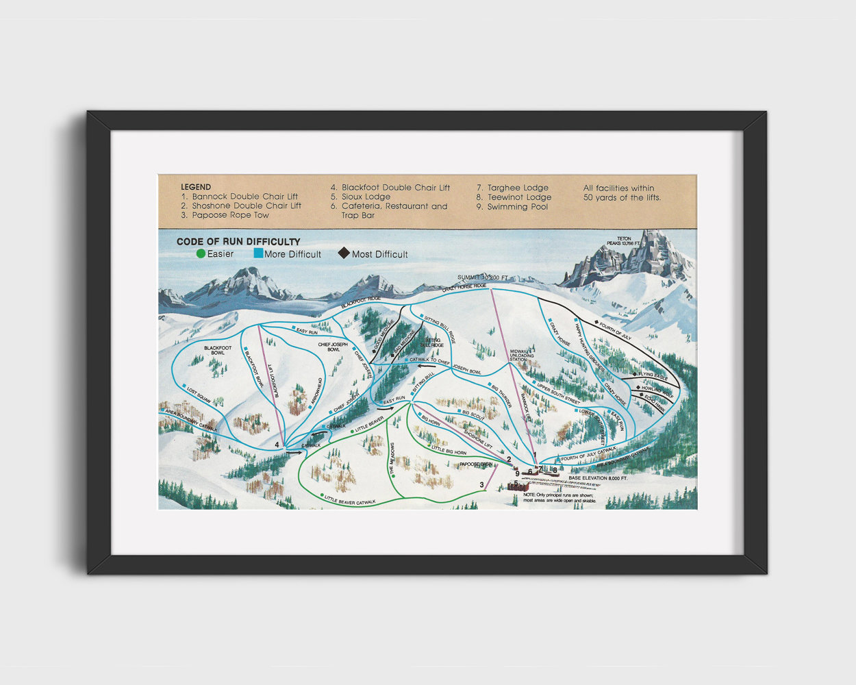 1977 Grand Targhee Ski Trail Map – Vintage Ski Lodge Art Print - Etsy