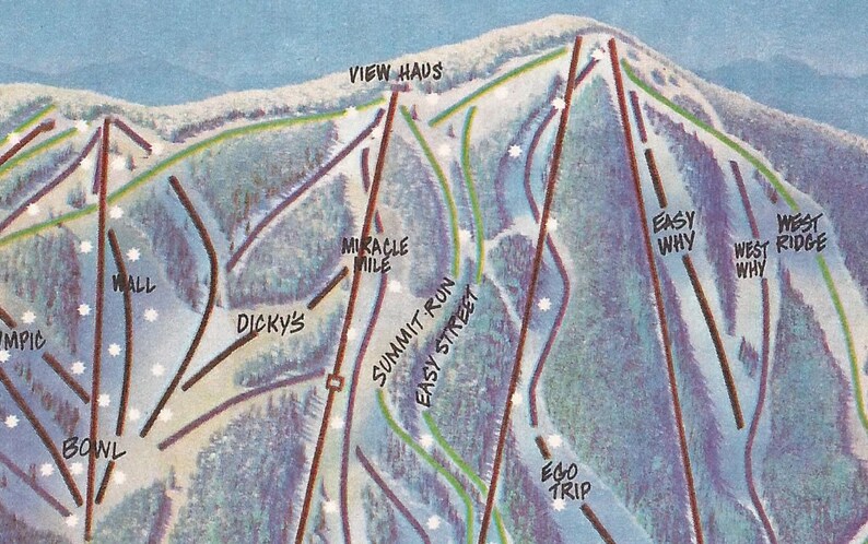 1984 SNOW SUMMIT Ski Trail Map Ski Home Decor, Ski Lodge Wall Decor ...