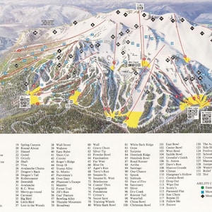 1991 MAMMOTH MOUNTAIN Ski Trail Map - Ski Map, Ski Art, Ski Decor, Ski ...
