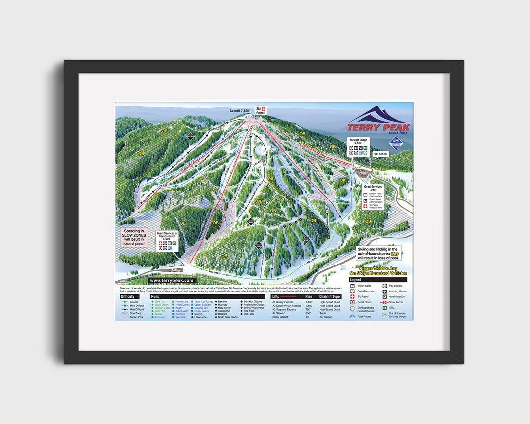 2021 Terry Peak Ski Trail Map - Vintage Ski Lodge Decor - Etsy