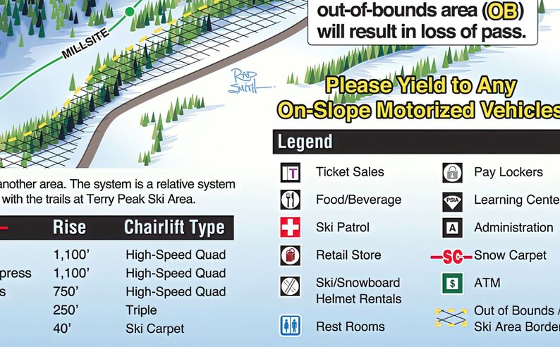 2021 TERRY PEAK Ski Trail Map Ski Home Decor, Ski Lodge Wall Decor, Ski ...