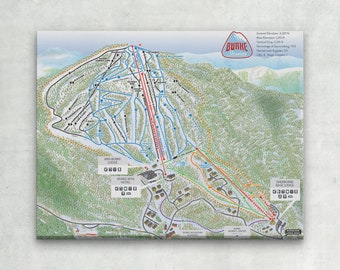2021 BURKE MOUNTAIN Ski Trail Map Ski Home Decor Ski Lodge | Etsy