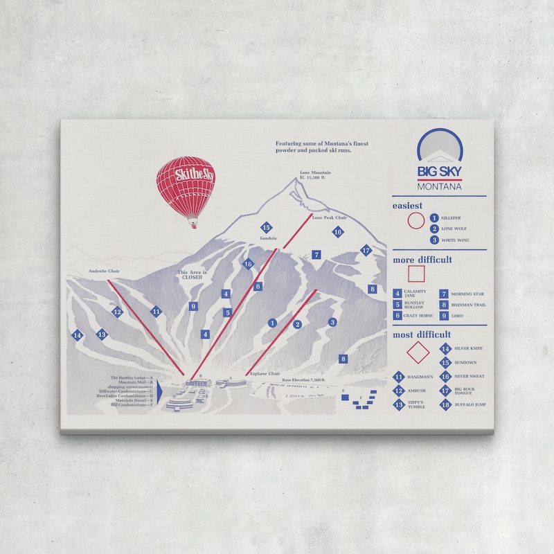 Big Sky Ski Map Poster - Etsy
