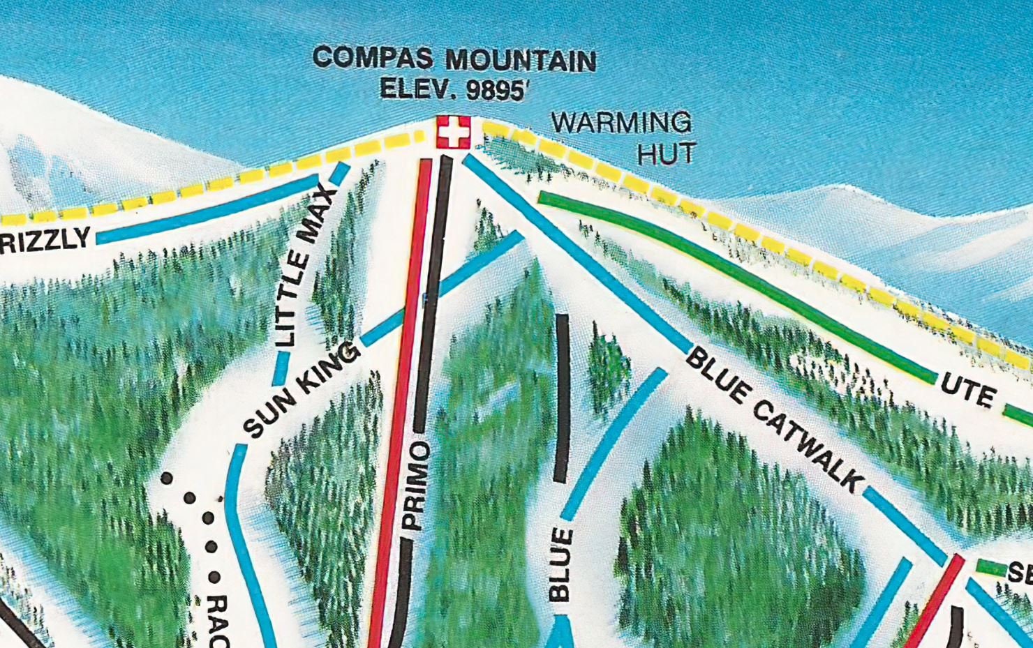 1984 SUNLIGHT MOUNTAIN RESORT Ski Trail Map Ski Home Decor, Ski Lodge ...