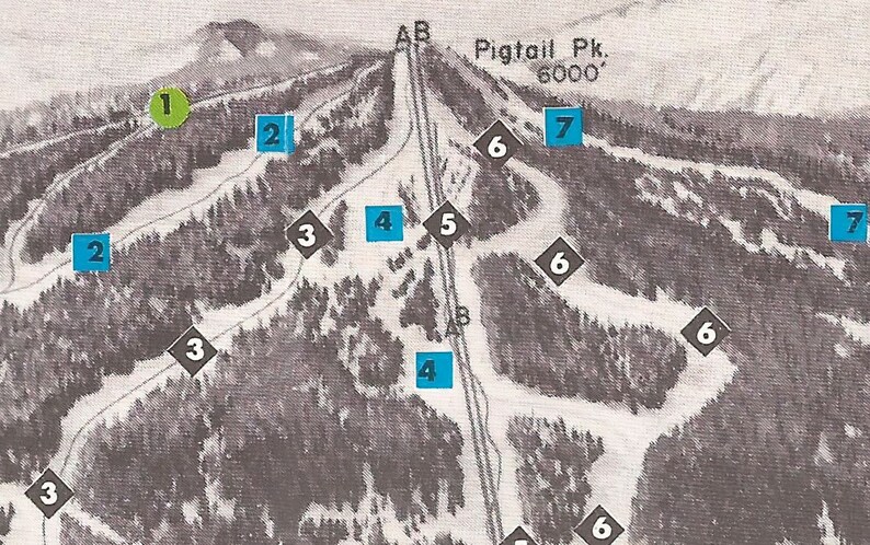 1985 WHITE PASS Ski Trail Map - Ski Home Decor, Ski Lodge Wall Decor ...