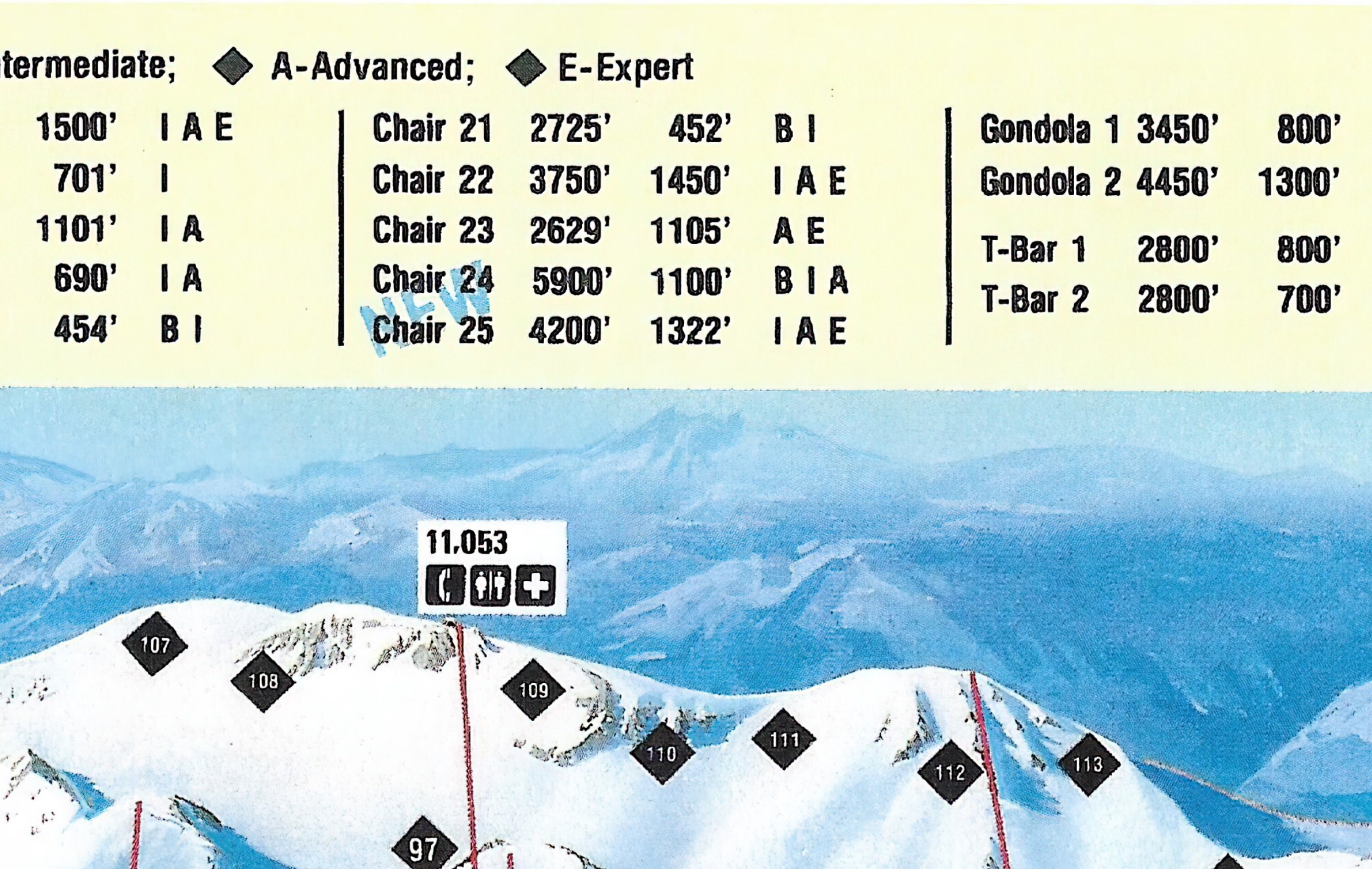 1986 MAMMOTH MOUNTAIN Ski Trail Map - Ski Map, Ski Art, Ski Decor, Ski ...