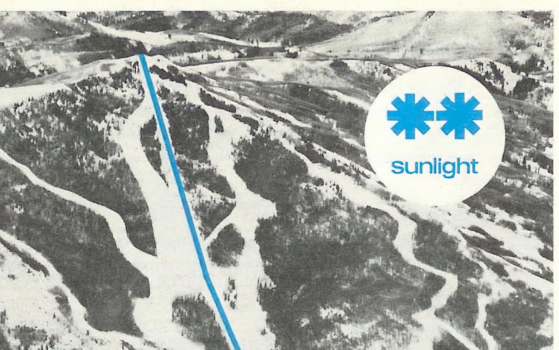 1967 SUNLIGHT MOUNTAIN RESORT Ski Trail Map - Ski Home Decor, Ski Lodge ...