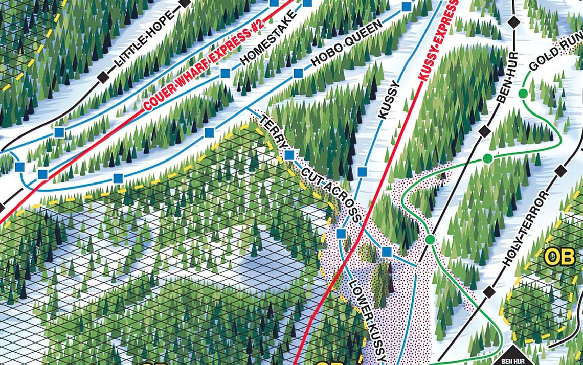 2021 TERRY PEAK Ski Trail Map Ski Home Decor, Ski Lodge Wall Decor, Ski ...