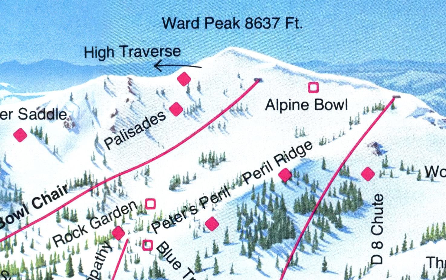 1974 ALPINE MEADOWS Ski Trail Map Ski Home Decor, Ski Lodge Wall Decor ...