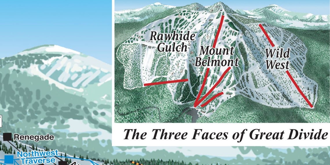 2021 GREAT DIVIDE montana Ski Trail Map Ski Home Decor, Ski Lodge Wall ...