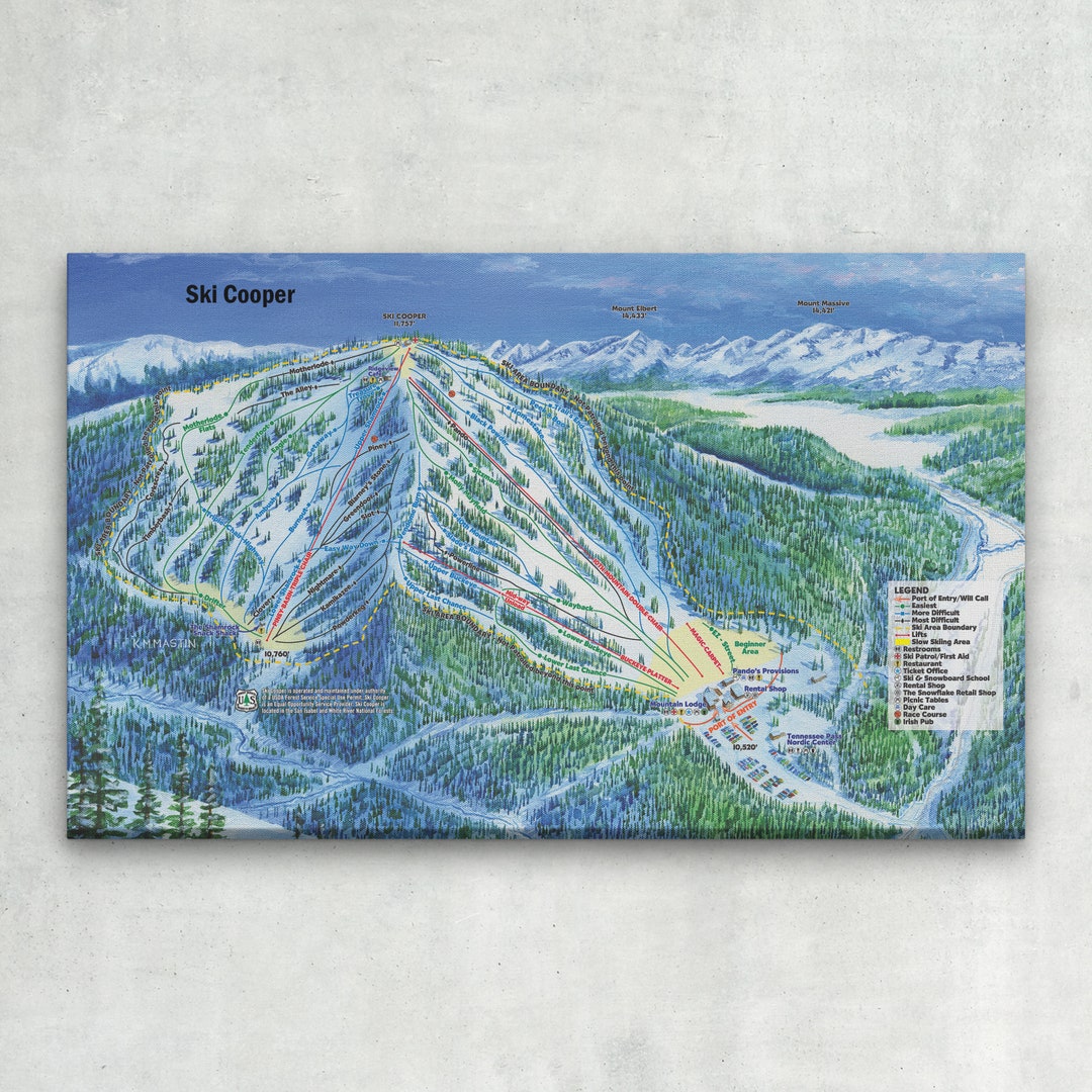 WRAPPED CANVAS - 2021 Cooper / Chicago Ridge Ski Trail Map - Ski Home ...