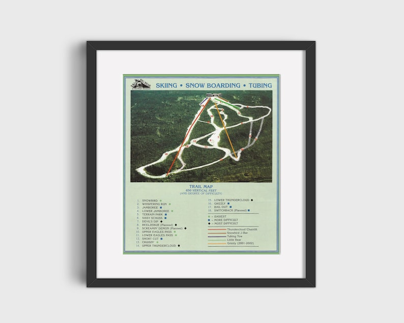 1990 SKI BIG BEAR Ski Trail Map - Masthope, P.A. -ski Home Decor, Ski ...