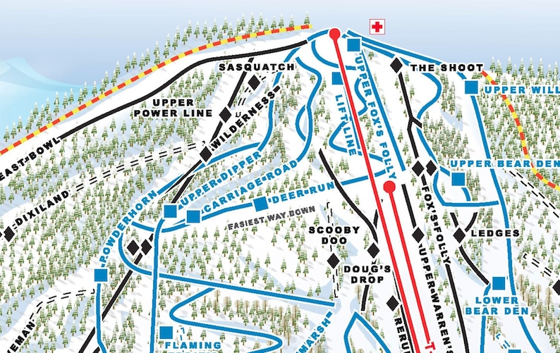 2021 BURKE MOUNTAIN Ski Trail Map - Ski Home Decor, Ski Lodge Wall ...