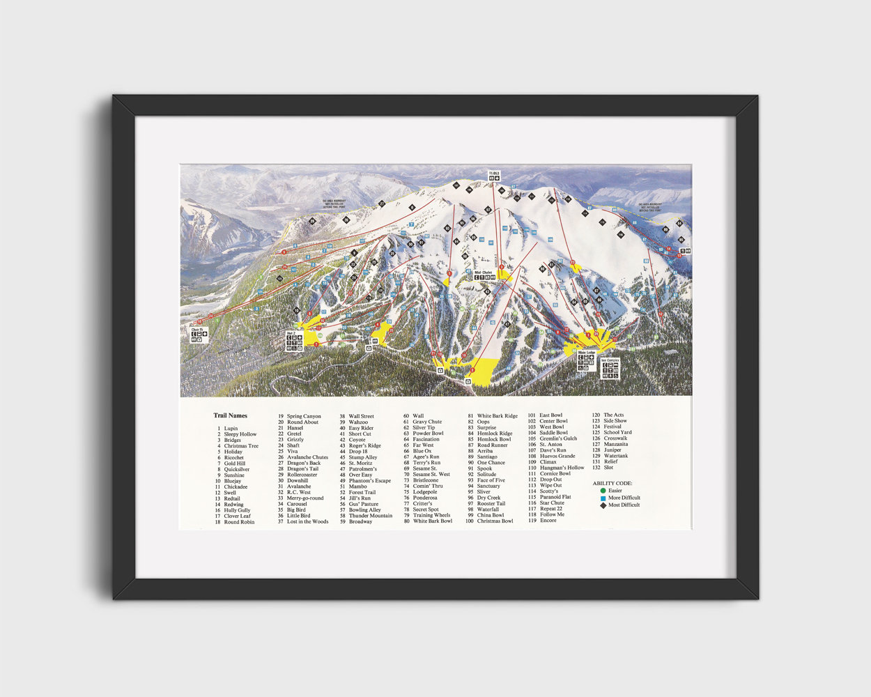 1991 MAMMOTH MOUNTAIN Ski Trail Map Ski Map Ski Art Ski - Etsy
