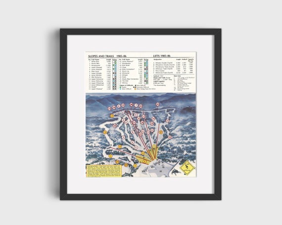 1985 WINDHAM MOUNTAIN Ski Trail Map Ski Home Decor Ski | Etsy