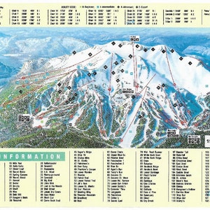 1986 MAMMOTH MOUNTAIN Ski Trail Map - Ski Map, Ski Art, Ski Decor, Ski ...