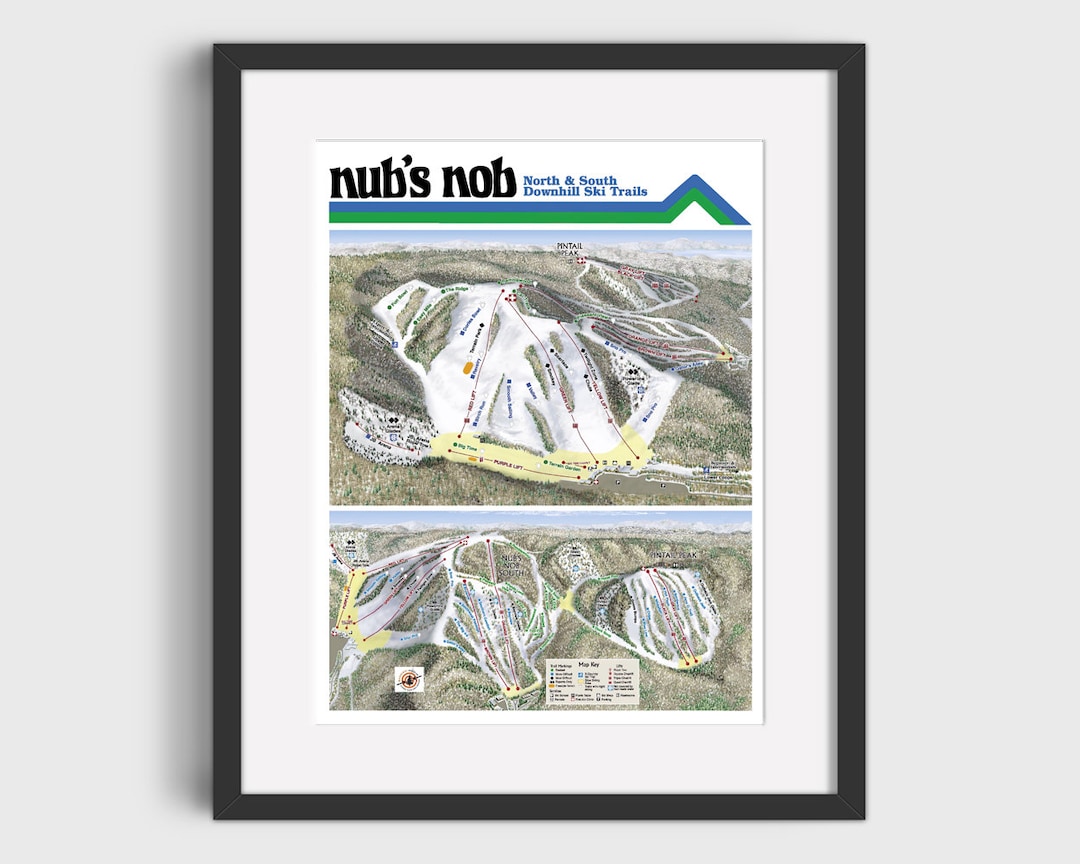 2024 NUB'S NOB Resort Ski Trail Map - Ski Home Decor, Ski Lodge Wall ...