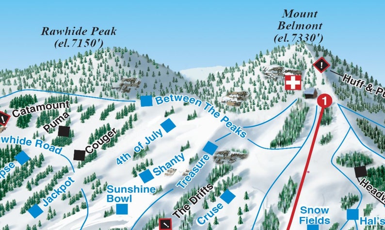 2021 GREAT DIVIDE (montana) Ski Trail Map - Ski Home Decor, Ski Lodge ...