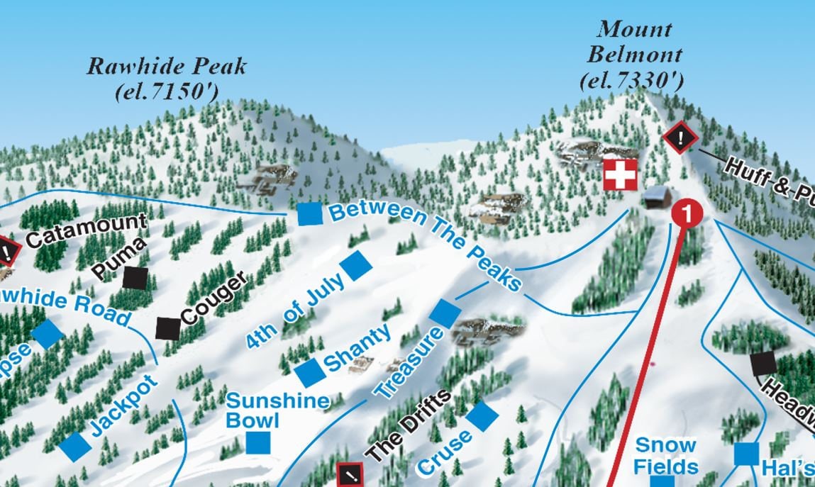 2021 GREAT DIVIDE (montana) Ski Trail Map - Ski Home Decor, Ski Lodge ...