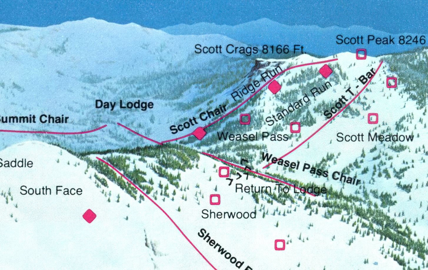 1974 ALPINE MEADOWS Ski Trail Map - Ski Home Decor, Ski Lodge Wall ...