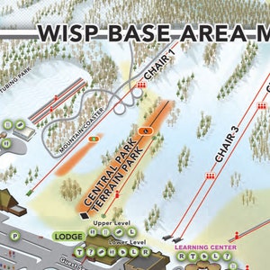 2023 WISP RESORT Ski Trail Map - Ski Home Decor, Ski Lodge Wall Decor ...