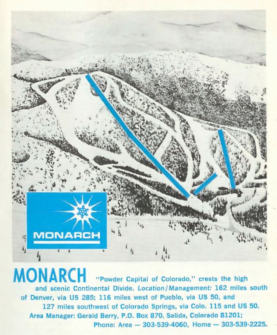 1967 Monarch Mountain Ski Trail Map Art Print - Etsy