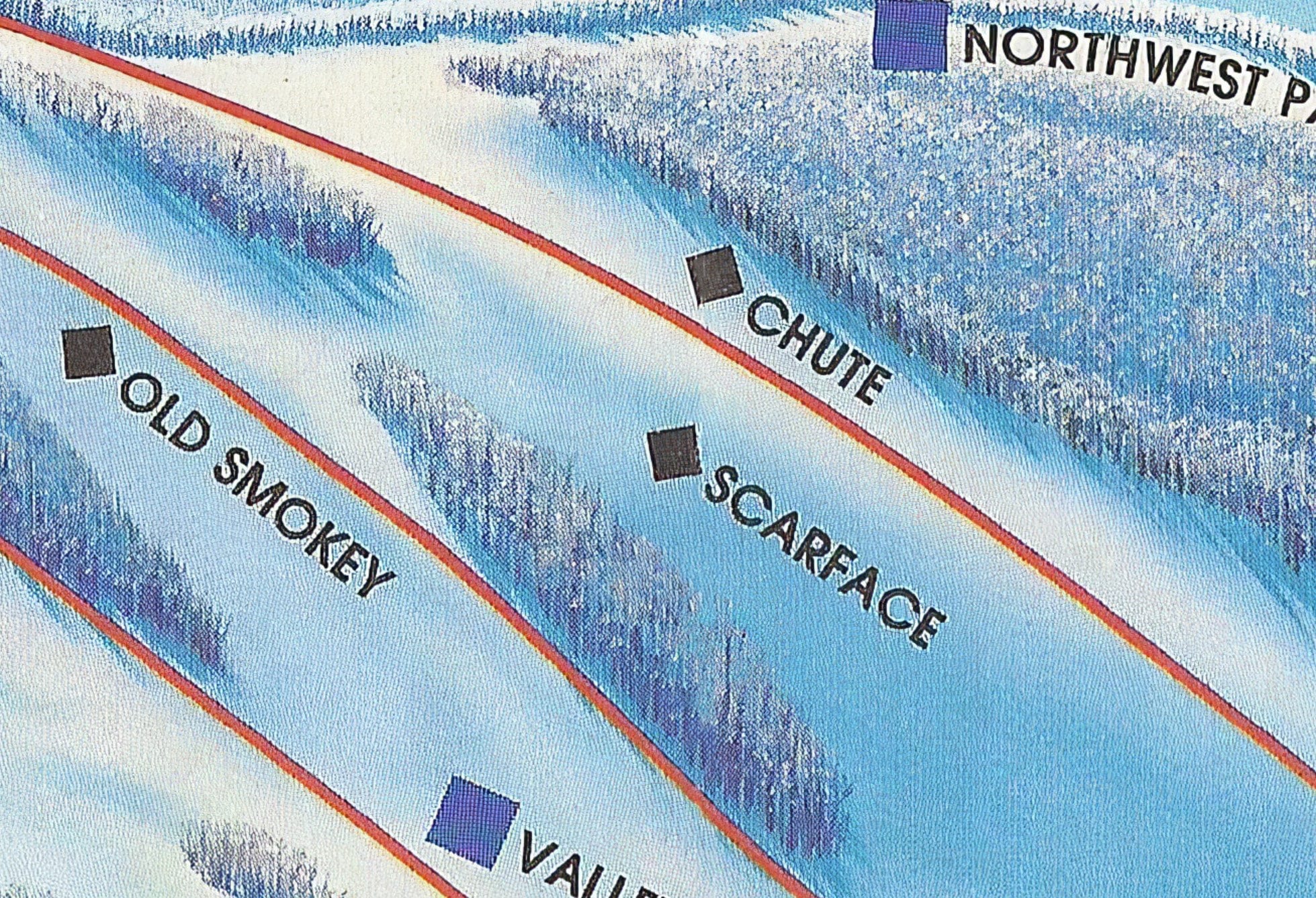 1985 NUB'S NOB Resort Ski Trail Map - Ski Home Decor, Ski Lodge Wall ...
