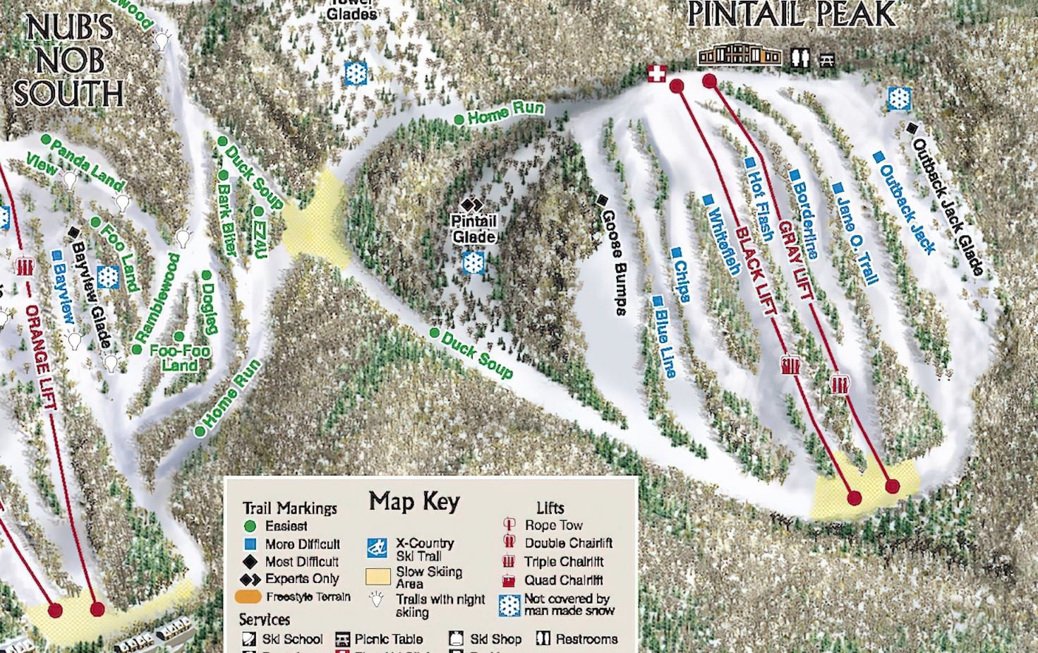 2024 NUB'S NOB Resort Ski Trail Map - Ski Home Decor, Ski Lodge Wall ...
