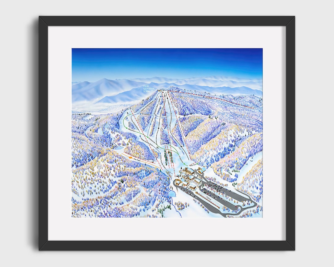 2021 BEECH MOUNTAIN Ski Map - Ski Home Decor, Ski Lodge Wall Decor, Ski ...