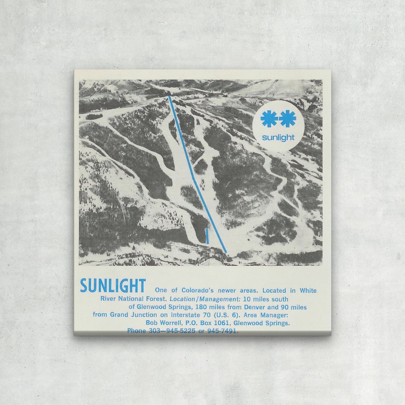 1967 SUNLIGHT MOUNTAIN RESORT Ski Trail Map Ski Home Decor | Etsy