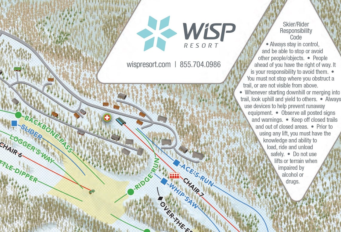 2023 Wisp Resort Ski Trail Map Print - Vintage Ski Home Decor - Etsy