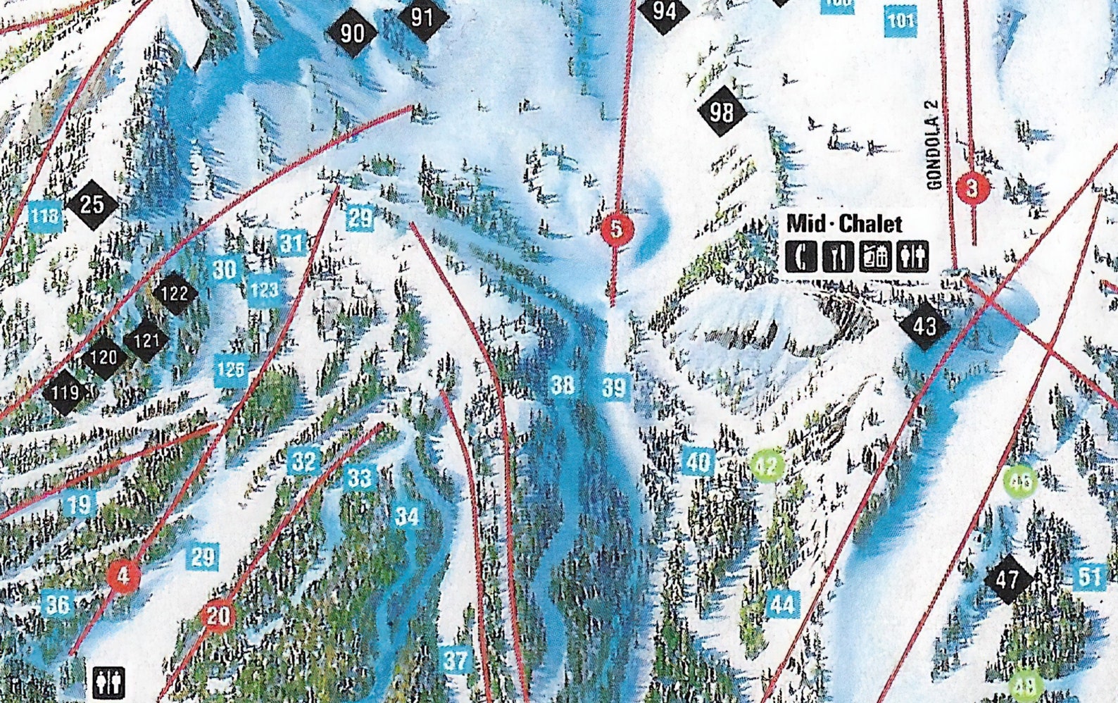 1986 MAMMOTH MOUNTAIN Ski Trail Map - Ski Map, Ski Art, Ski Decor, Ski ...