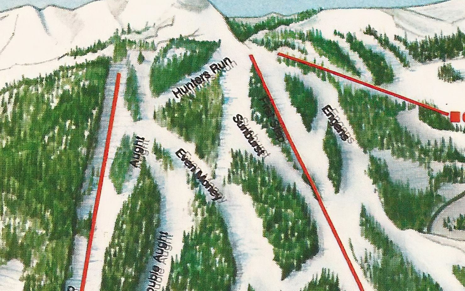 1983 BRIAN HEAD Ski Trail Map Ski Home Decor, Ski Lodge Wall Decor, Ski ...