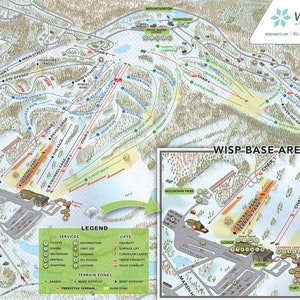 2023 WISP RESORT Ski Trail Map - Ski Home Decor, Ski Lodge Wall Decor ...