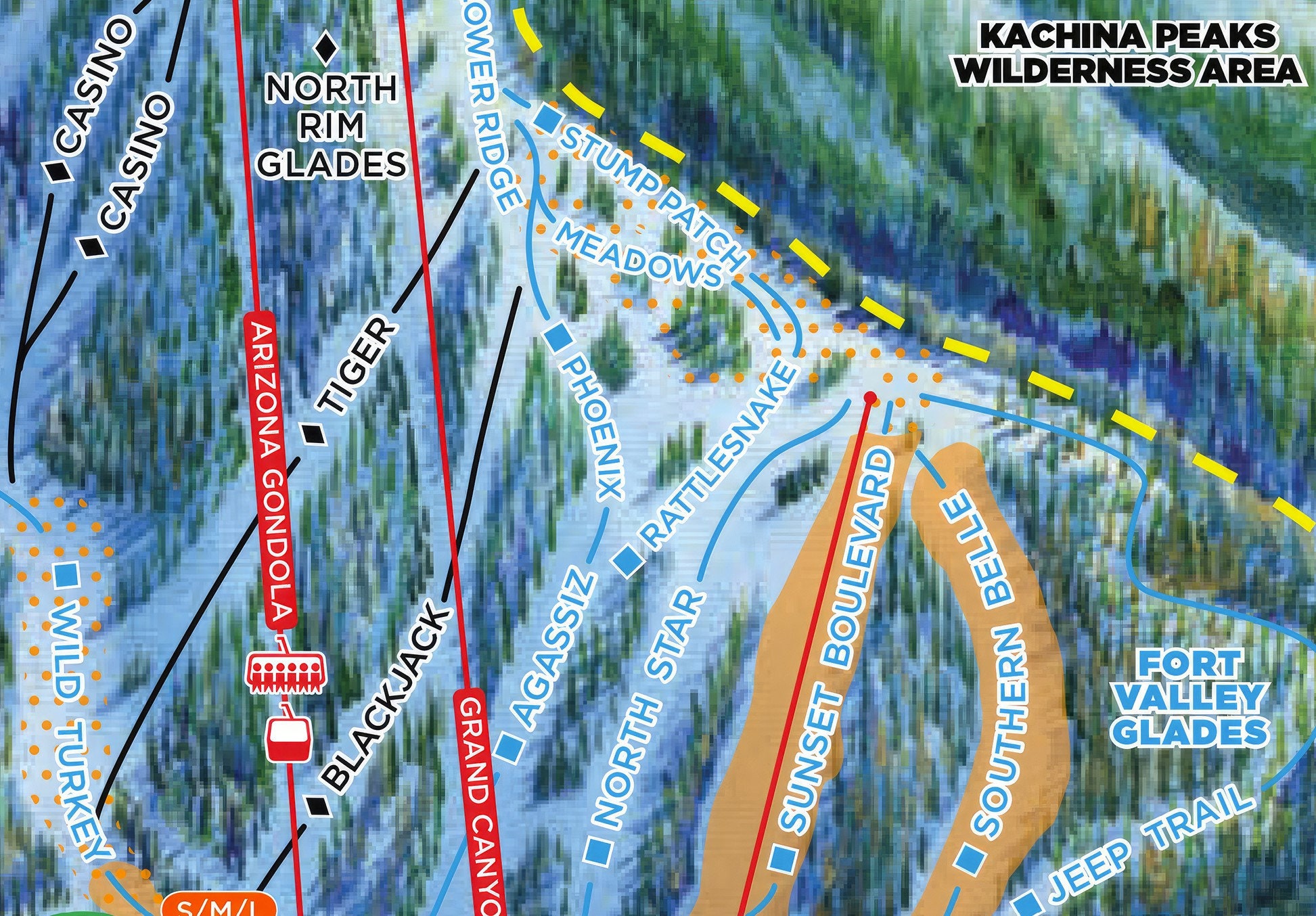 2023 ARIZONA SNOWBOWL Ski Trail Map - Ski Home Decor, Ski Lodge Wall ...