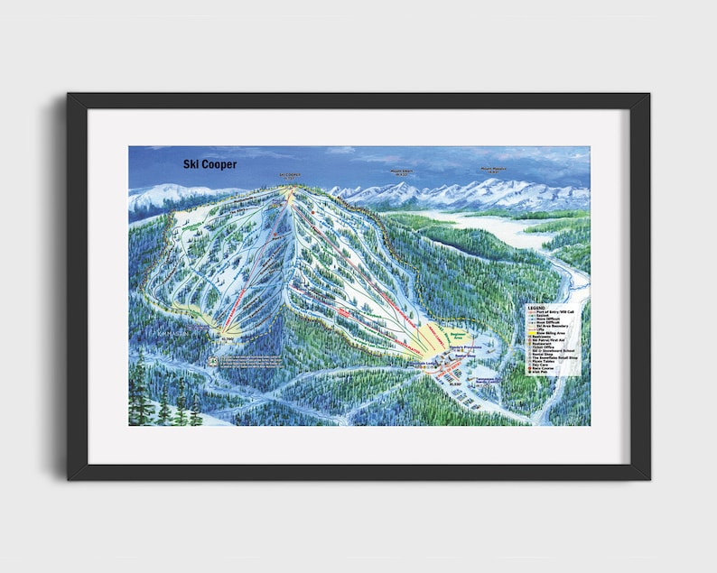 2021 COOPER / CHICAGO RIDGE Ski Trail Map - Ski Home Decor, Ski Lodge ...