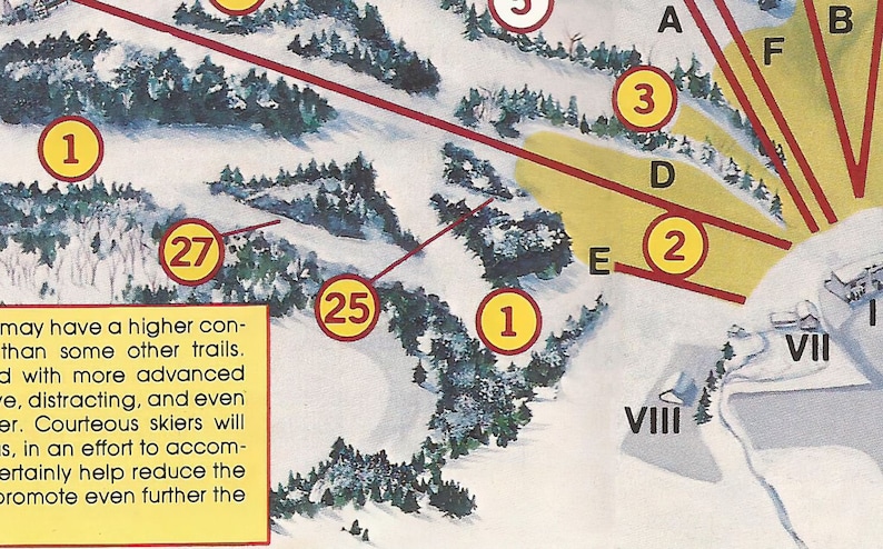 1985 WINDHAM MOUNTAIN Ski Trail Map Ski Home Decor, Ski Lodge Wall ...