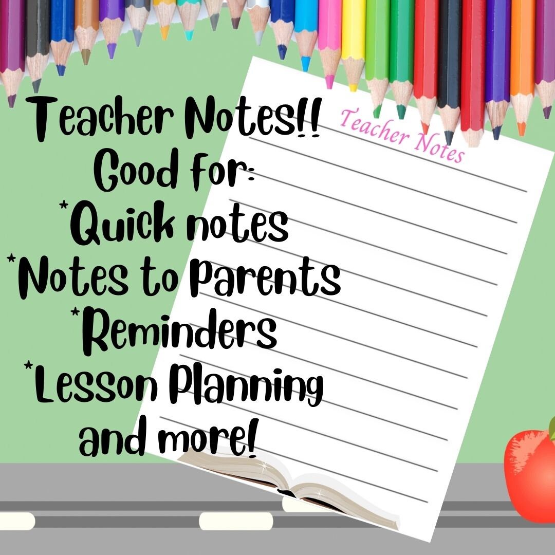Teacher Notes-note Page - Etsy