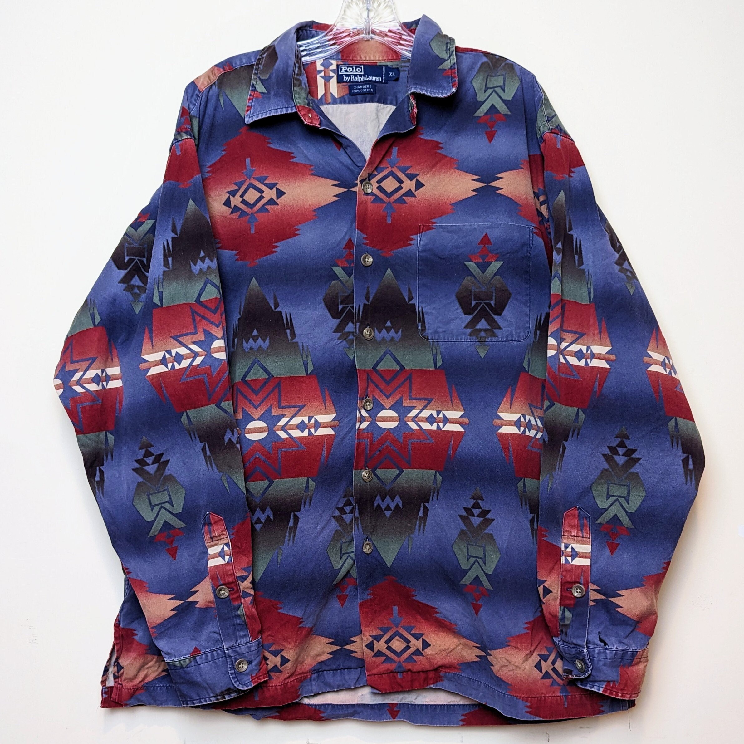 Polo Ralph Lauren Aztec Southwestern Button up Chambers Vtg 90s Shirt ...
