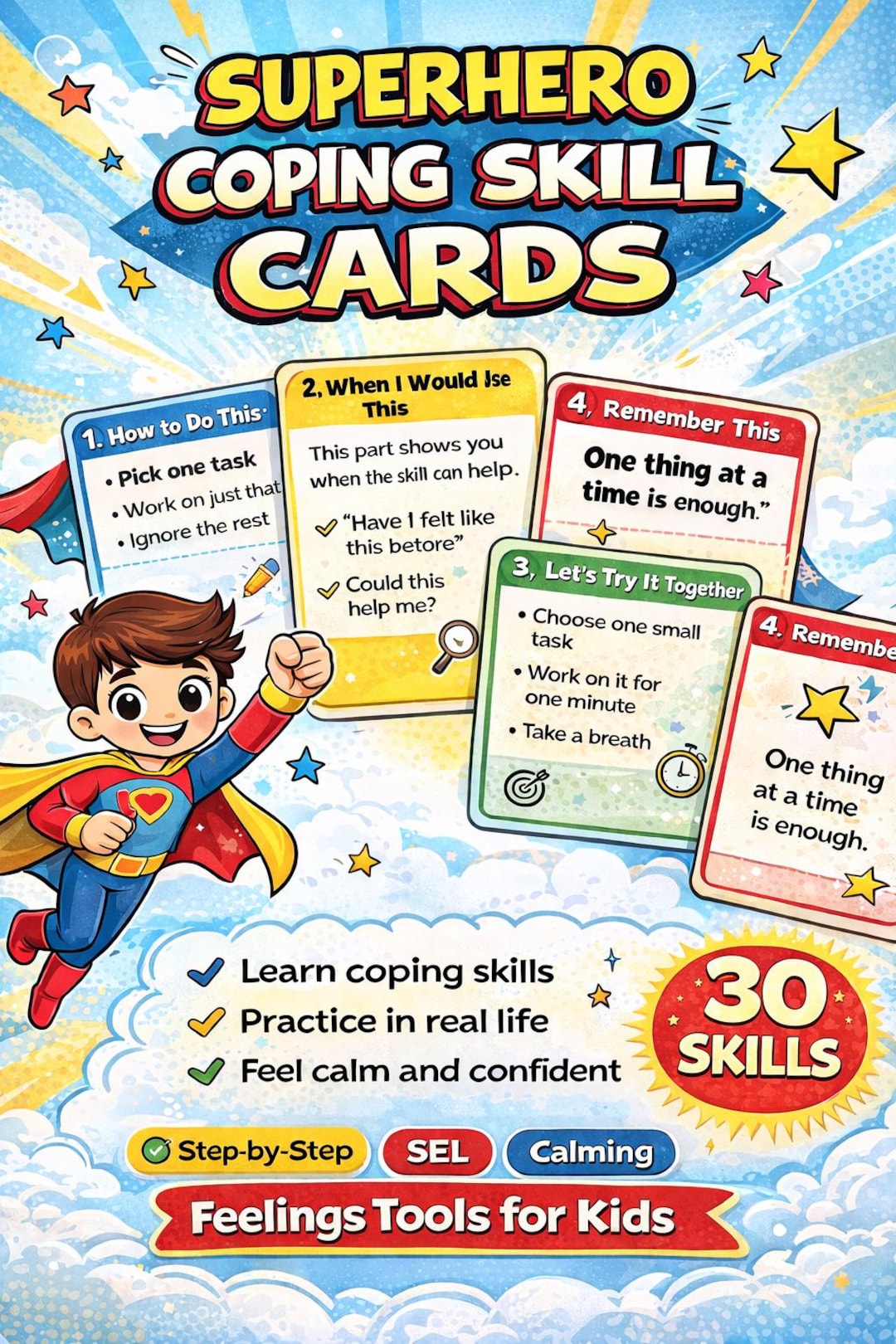 Superhero Coping Skills Cards - Etsy