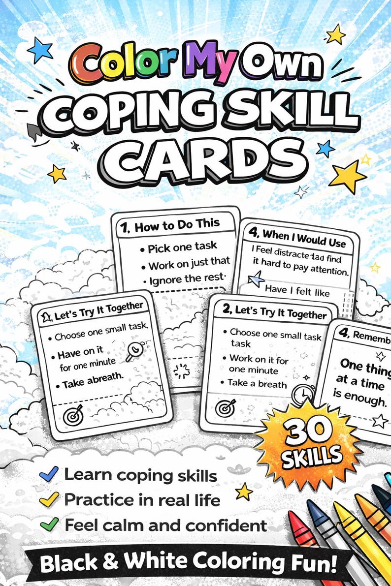 Color My Own Coping Skills Cards - Etsy