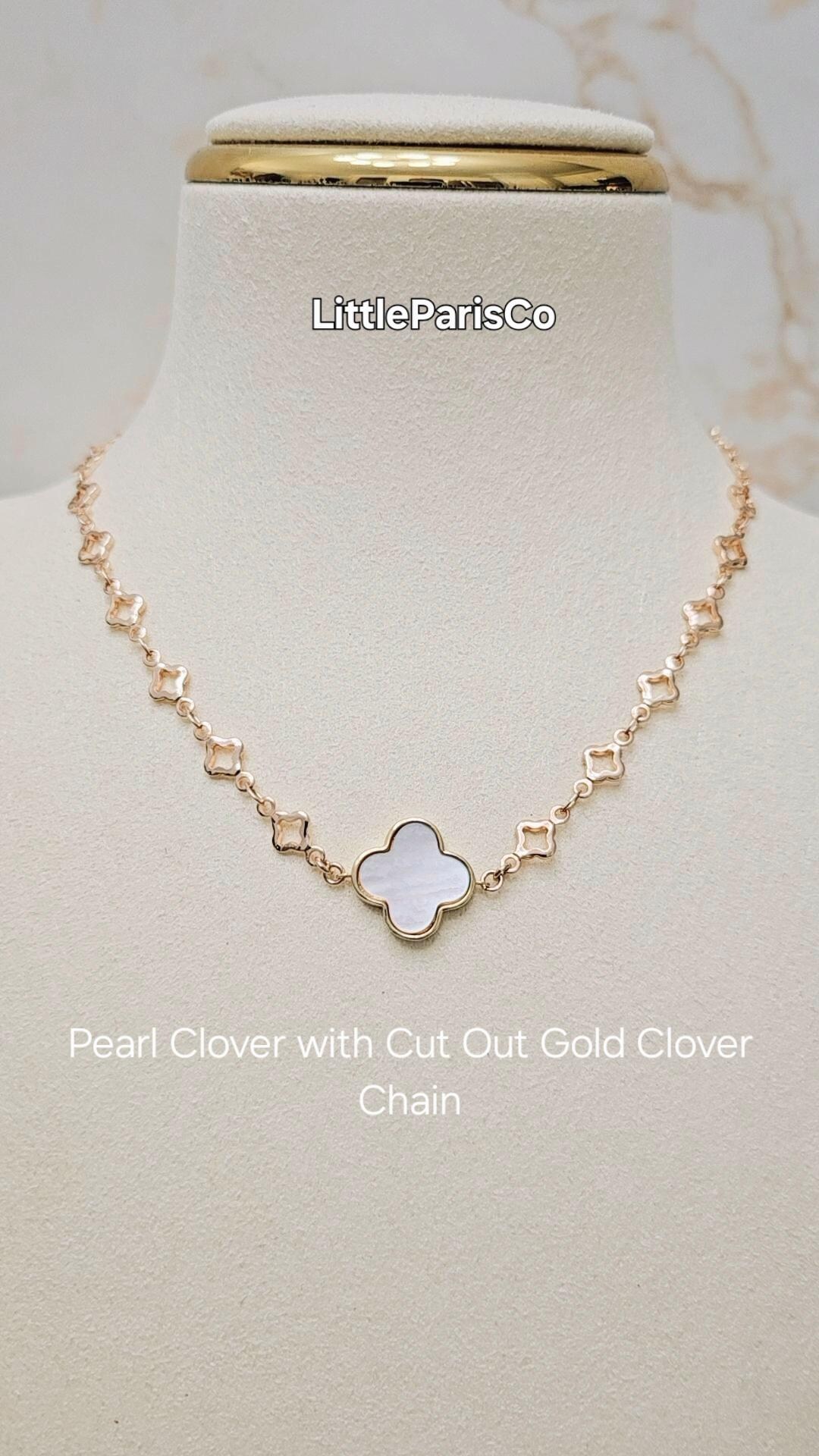 Pearl Clover Pendant Choker Gold Necklace: 18K Gold Plated, Gifts for ...